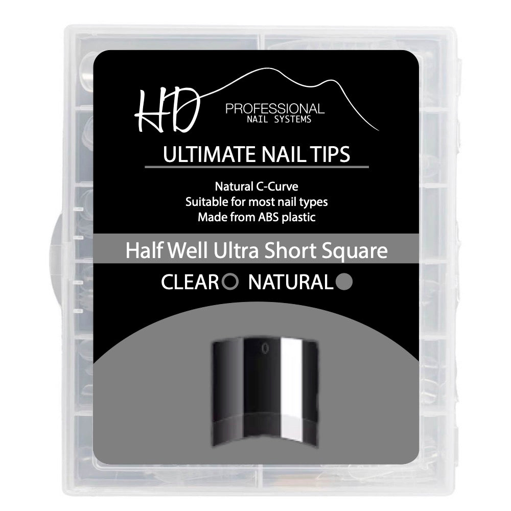 HD Half-well Ultra Short Square Tips - Natural - Hazel Dixon Nails Ltd
